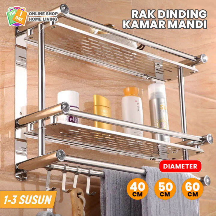 Rak Kamar Mandi Dinding Stainless Steel Rak Sabun Kamar Mandi 1-3Susun ...