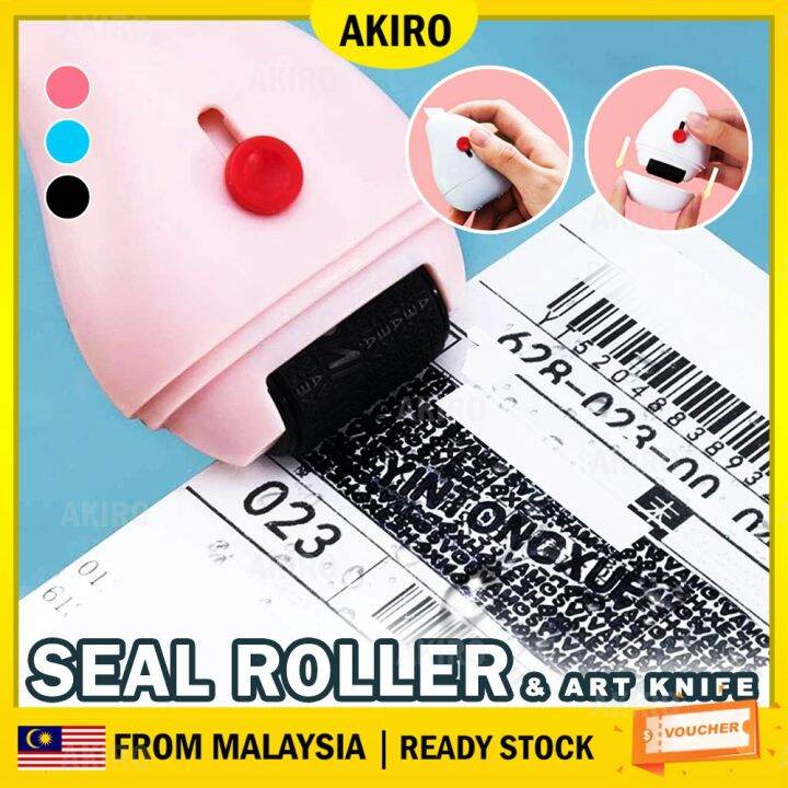 AKIRO Malaysia 2 in 1 Seal Roller Stamp with Art Knife Cutter Portable ...