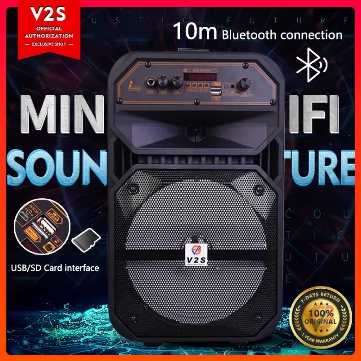 【Flash Sale】⚡COD⚡ V2S PB-800BT TWS Wireless Bluetooth Karaoke Speaker ...