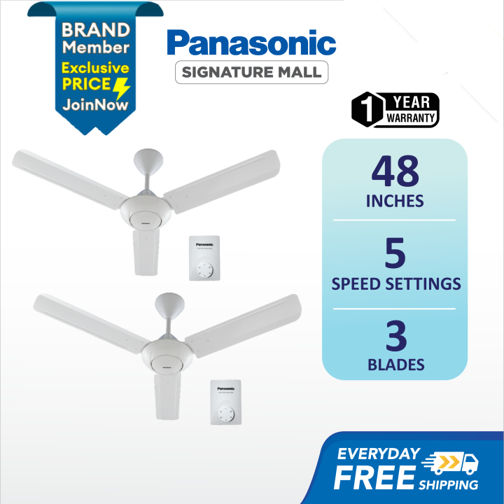 PANASONIC 2xPCS 48 INCH CEILING FAN 3 BLADE REGULATOR F-M12A0 5 Speed ...