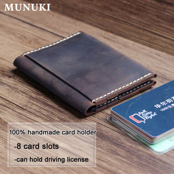 MUNUKI 100% Handmade Vintage Genuine Leather Card Holders men Leather ...