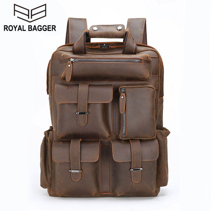 Royal Bagger Outdoor Travel 15.6 Inch Laptop Backpack Genuin Cow ...