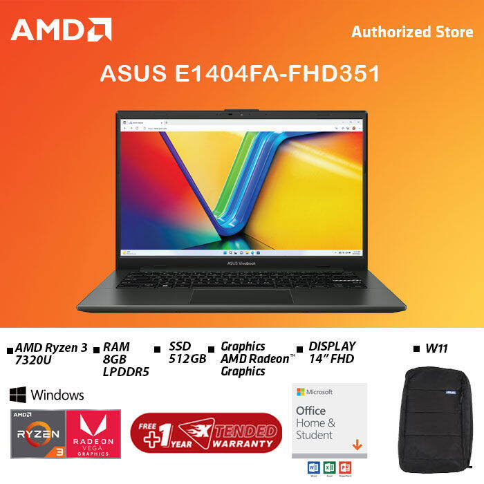 ASUS VIVOBOOK GO 14 E1404FA-FHD351 14" R3-7320U RAM 8GB ROM 512GB SSD ...