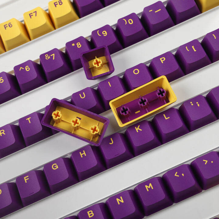 PBT Purple Gold LA Keycaps OEM Profile Doubleshot Keycap For Standard ...