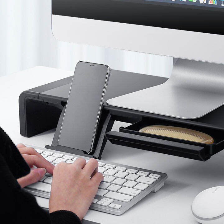 llano Black Folding Adjustable Monitor Stand Computer Stand with ...