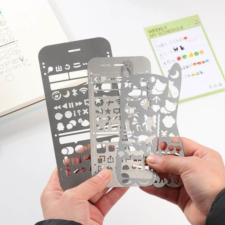 Multifunctional stainless steel hollow ruler cat Geometric figure ...