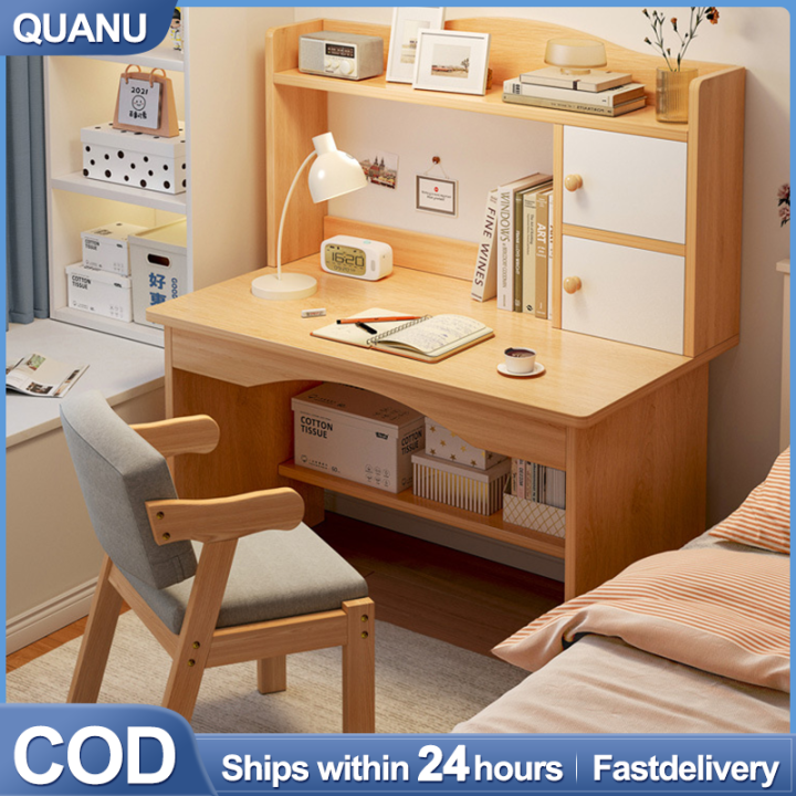 QUANU-Meja belajar Computer Study Table With Book Shelf Office Writing ...