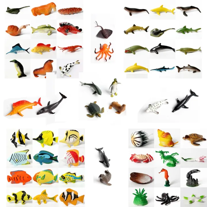 Underwater Deep Sea Creatures Tropical Fishshark Animal Action Figures ...