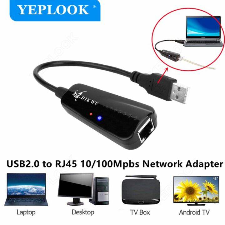 USB 2.0 to RJ45 10/100Mpbs Network Card Ethernet Lan Wired Adapter For ...