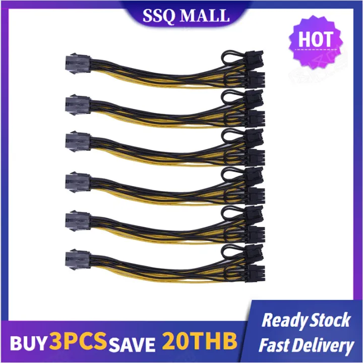 6 Pin To Dual PCIe 8 Pin (6 + 2) การ์ด PCI Express Adapter จีพียูวีจีเอ Y-Splitter สายพ่วงการ์ด ...