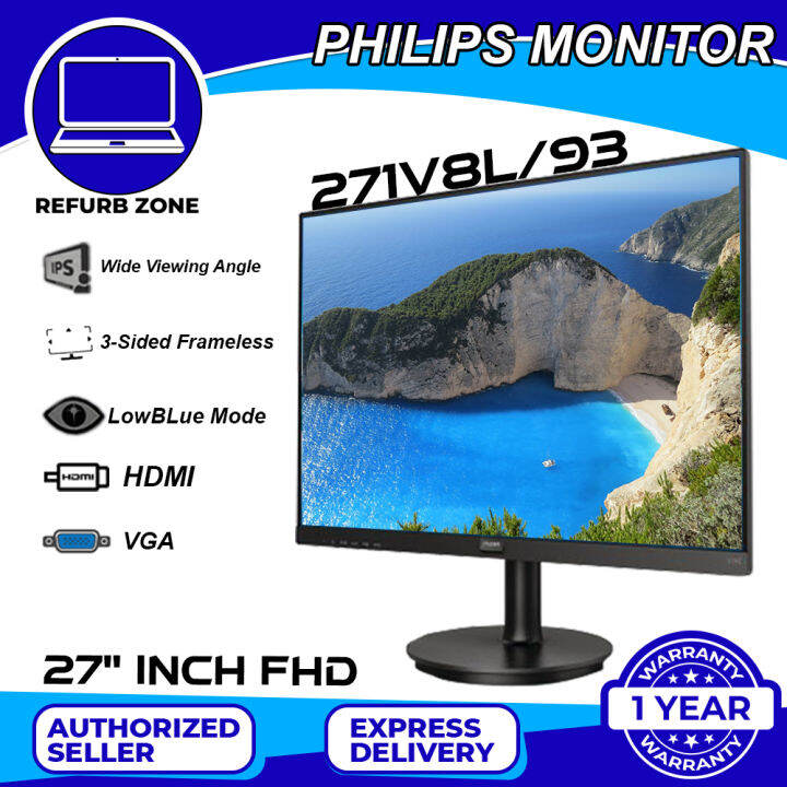 Philips Desktop Computer Monitor 271V8L/93, 27" Inches Full HD, V-Line, Gaming Monitor ...