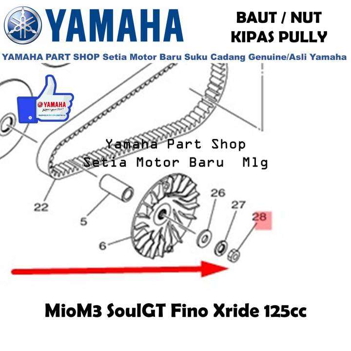 Baut Kipas Puli Nut Pully Depan MioM3 SoulGT Xride Fino Original Asli ...