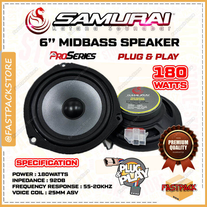 🔊 SAMURAI KATANA SOUNDBAR PRO SERIES 6 Inch Midbass Plug & Play Front Rear OEM Speaker Car Audio ...