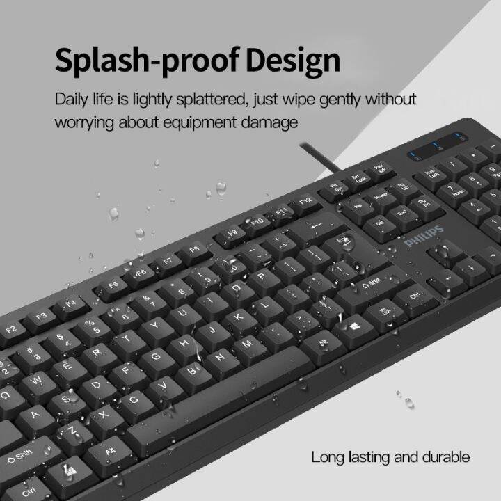 PHILIPS C234 (SPT6234) Ergonomic Wired USB Keyboard & Mouse Combos set ...