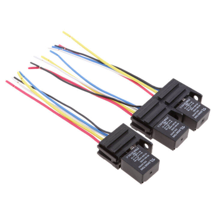 LazaraSuper3 Pieces 24V 30A 5 Pin SPST Relay With Socket Harness ...