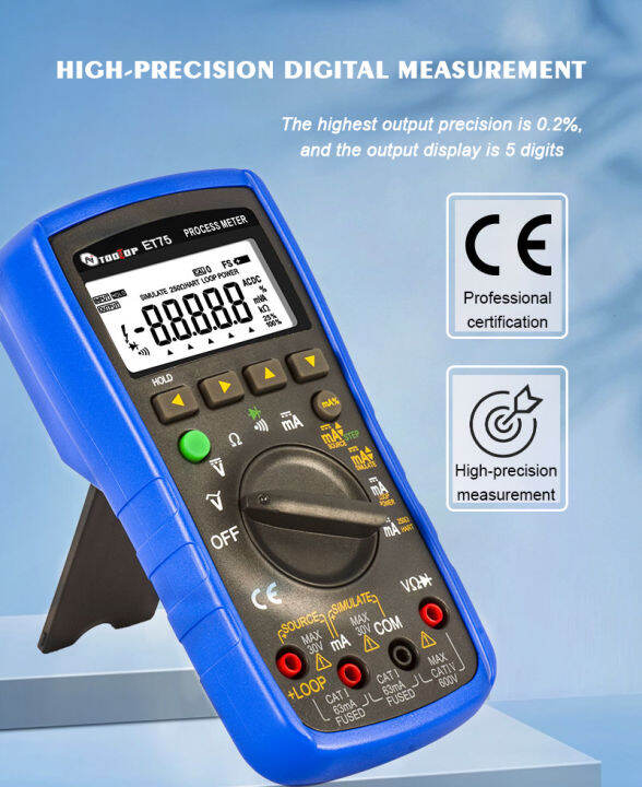 TOOLTOP ET75 2 IN 1 Digital Multimeter w/ Process Signal Source Process ...