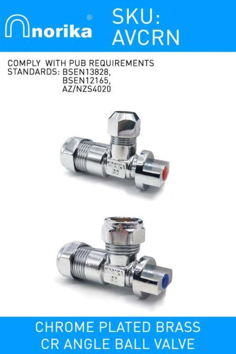 "NORIKA®" Brass Chrome Plated 1/2''x3/8'' or 1/2''x1/2'' Angle Valve ...