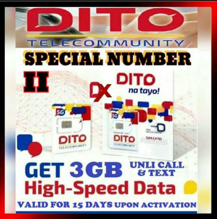 DITO SIM CARD 5G SPECIAL NUMBER II. w/ 3GB DATA+CALL&TEXT | Lazada PH