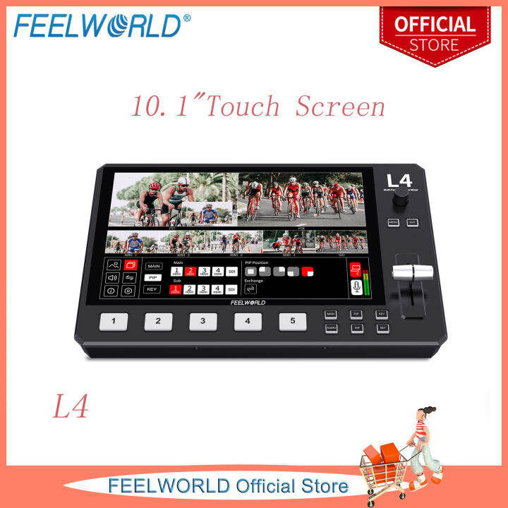 FEELWORLD L4 Multi-camera Video Mixer Switcher 10.1inch LCDTouch Screen HDMI and SDI Output ...