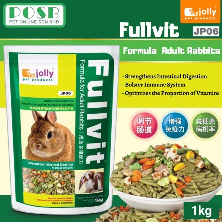 Jolly Fullvit Rabbit Food Formula for Adult Rabbits 1kg / Makanan Arnab ...