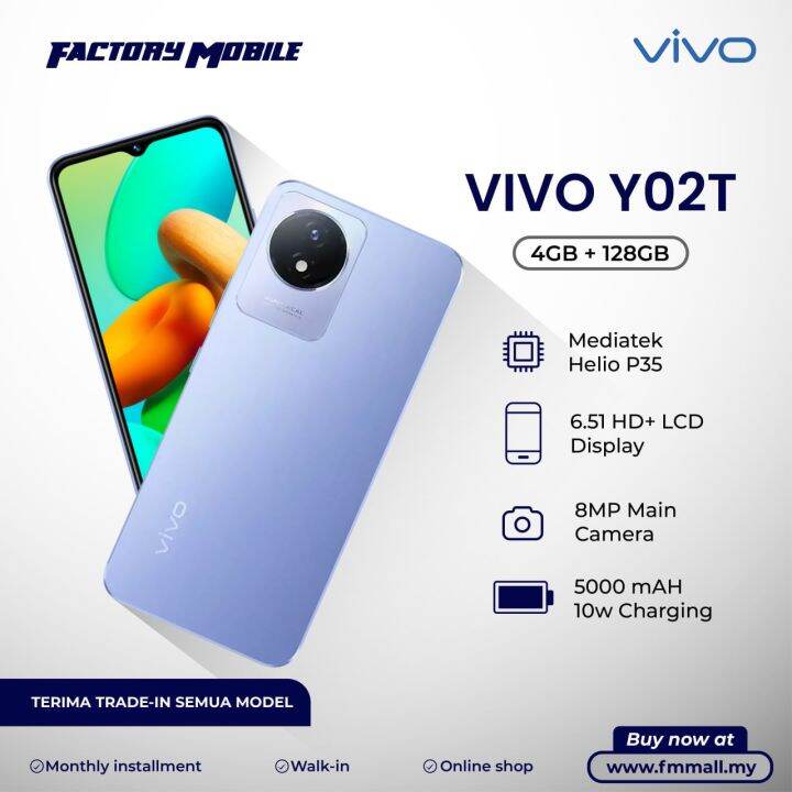 vivo Y02t (8GB* RAM + 128GB ROM) 5,000mAH Large Battery🎁vivo Malaysia Warranty | Lazada