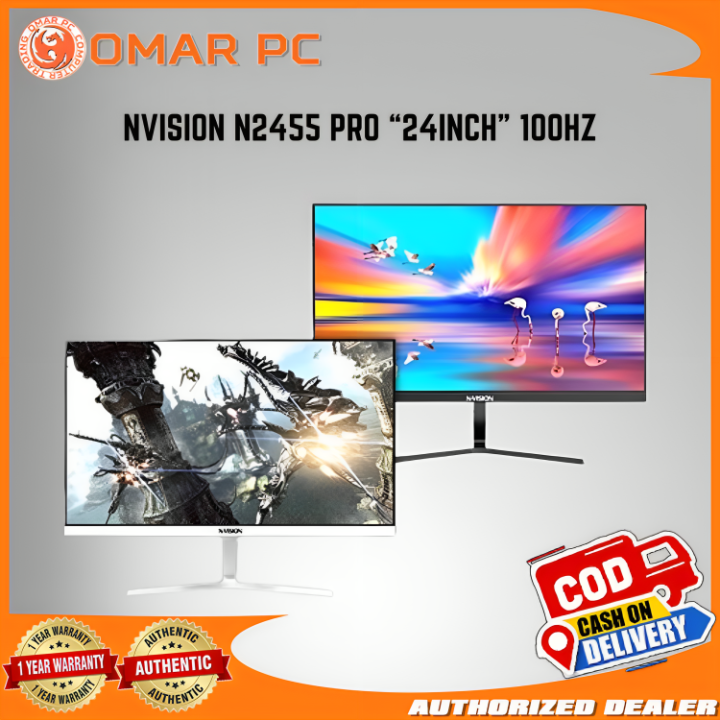 Nvision N2455 PRO 24 inch FRAMELESS 100Hz FHD MONITOR ( BLACK and WHITE ...