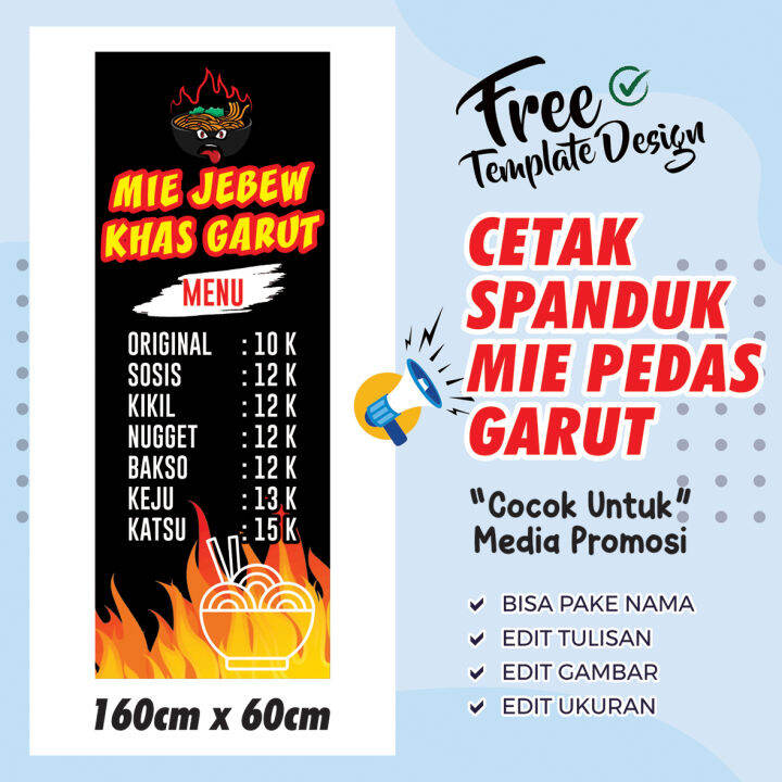Banner Spanduk MIE PEDAS JEBEW 160 X 60cm BISA DI EDIT | Lazada Indonesia