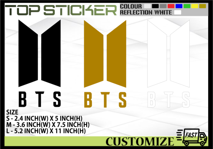 BTS LOGO CAR STICKER KERETA STICKERS VINYL | Lazada