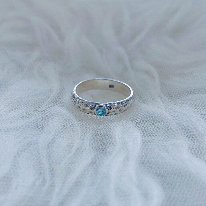 Perhiasan wanita cincin perak sterling silver 925 blue topaz simple ...