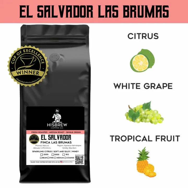 El Salvador Las Brumas Coffee Bean (CoE Winner) | Medium Roast | Lazada