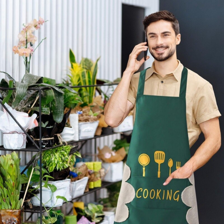 MIRIS 1 Linen Cooking Apron Adjustable Kitchen Apron Soft Chef Apron ...