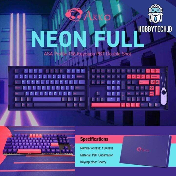 Akko Neon ASA Profile 157 Keycaps Set PBT Doubleshot | Lazada Indonesia