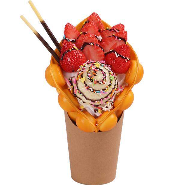 Simulation Egg waffle model display, fake food eggettes puff egg bubble ...