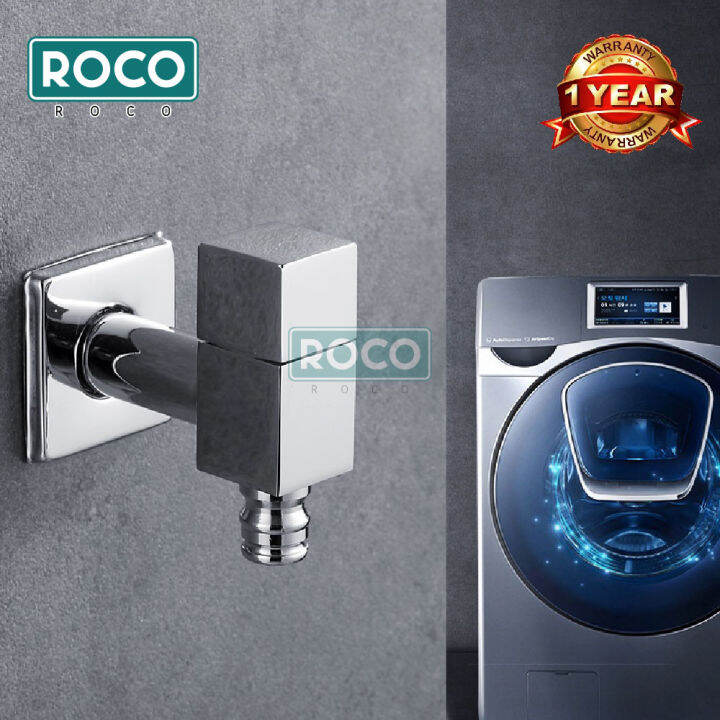 ROCO Silver Copper Single Square Shape Anti Splash Faucet Bathroom Sink ...