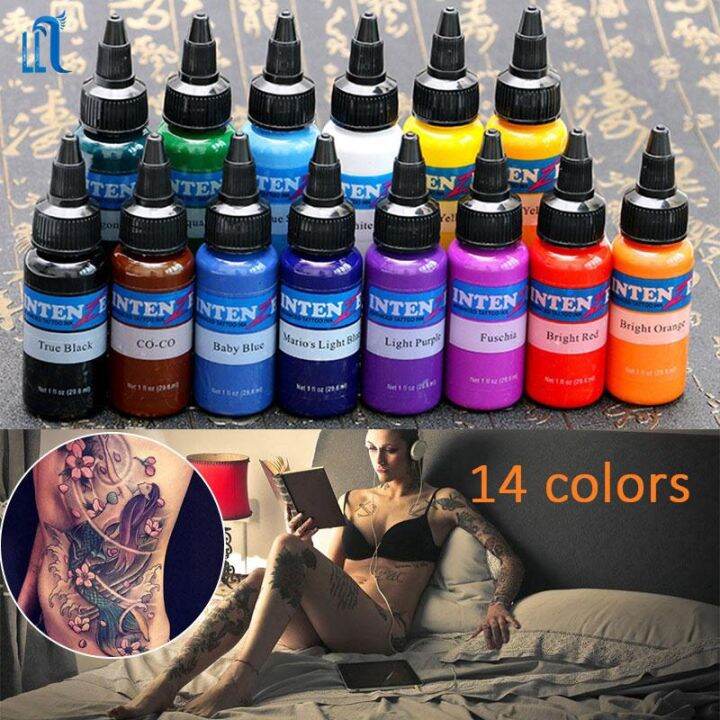 LOVE [Ready] INTENZE Tattoo Pigment Tattoo Ink 14 Colors Natural Tool ...