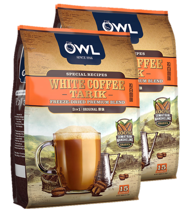 OWL White Coffee TARIK 3in1 Freeze-Dried Coffee อาวว์ ไวท์ คอฟฟี่ 3อิน1 กาแฟปรุงสำเร็จ 36g. x 15 ...
