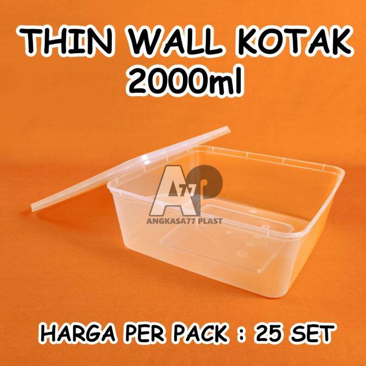 Thinwall 2000ml Kotak Square Food Container Kotak Makan 2000 Ml