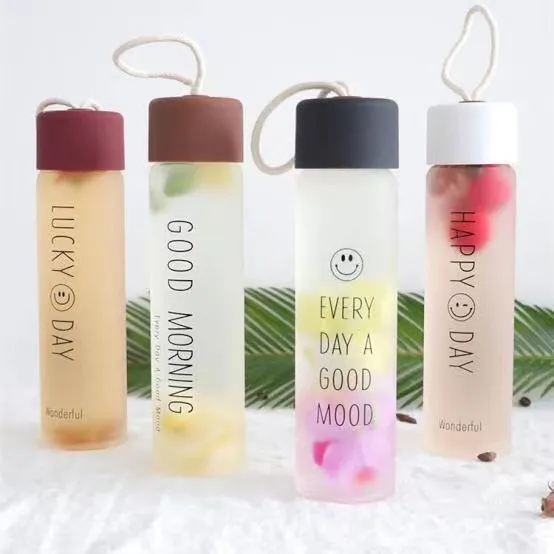 Happy Day Lucky Day Glass Drinking Bottle / 350ml Glass Bottle | Lazada PH