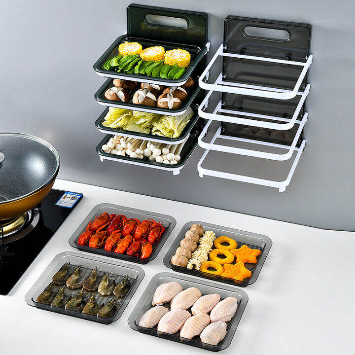 【COD】Portable Kitchen Preparation Plate Folding Food Storage Rack 4 ...