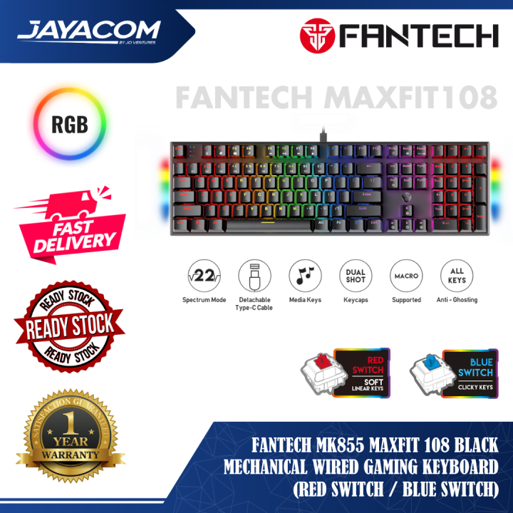 Fantech MAXFIT 108 Black Mechanical Wired Gaming Keyboard [MK855] (Red ...