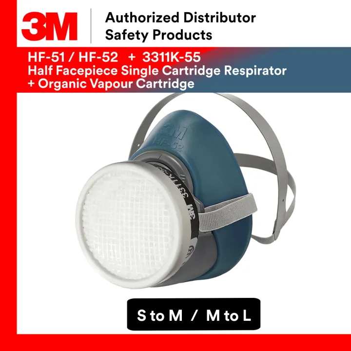 3M HF-51 / 3M HF-52+ 3M 3311K-55 Set Half Face Single Cartridge Respirator + Organic Vapour ...