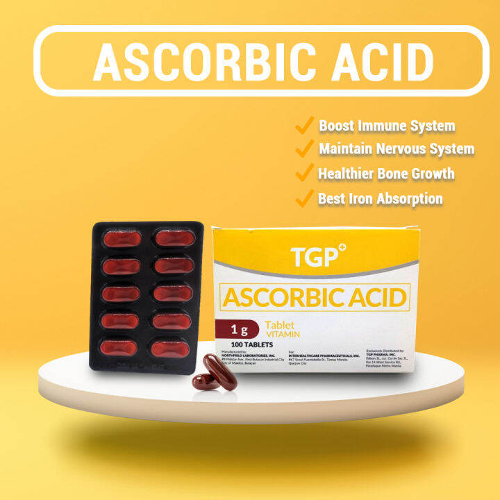 1 Box Ascorbic Acid Tablet -1000mg 100 Tablets (Immunity Booster ...