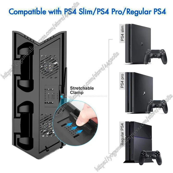 For PS4 PlayStation 4 Slim Pro Vertical Stand Cooling Charging Station ...