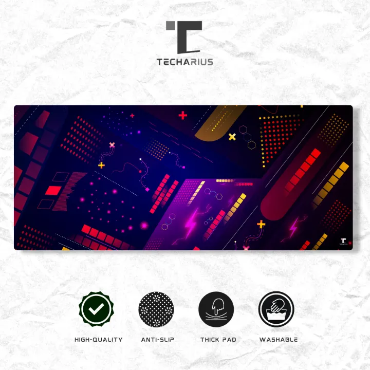 Techarius Techno Large Mouse Pad Gaming Mousepad Stitched Edge Desk Mat ...