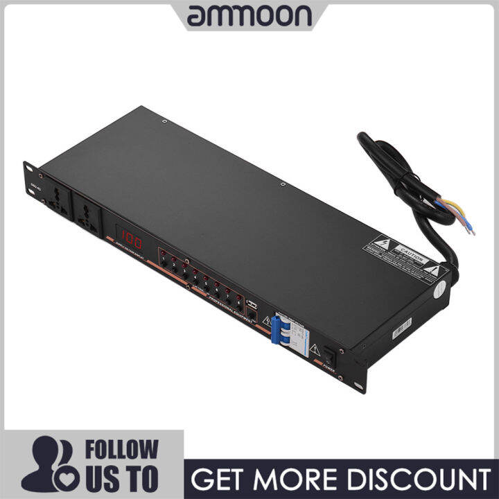 [ammoon]DB2-02 10-outlet Rack Mount Power Sequence Controller Conditioner Surge Protector Power ...