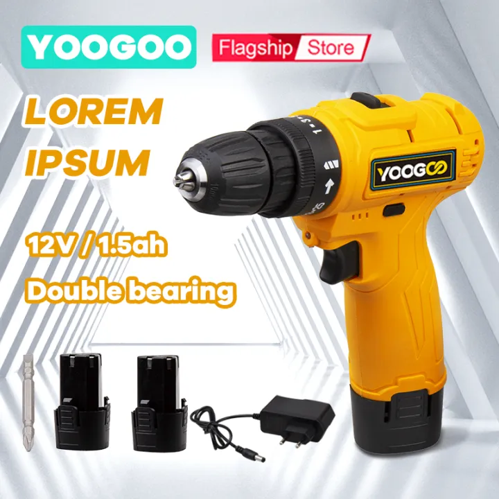 YOOGOO Cordless Drill Lithium-Ion Cordless Drill 12V 1.5Ah Rechageable ...