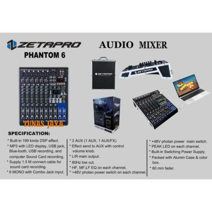 MIXER AUDIO ZETAPRO PHANTOM 6 - PHANTOM6 USB BLUETOOTH ORIGINAL ...