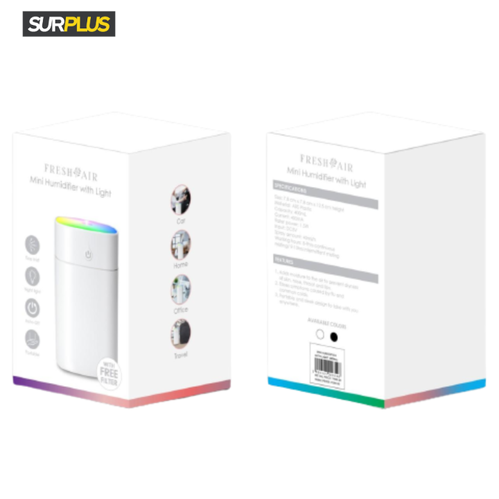 Surplus Mini Humidifier With Light (400mL) | Lazada PH