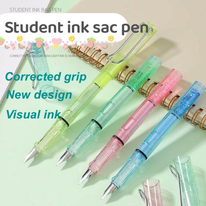 Colorful Quicksand Student Pen Transparent Fountain Pen Interchangeable ...