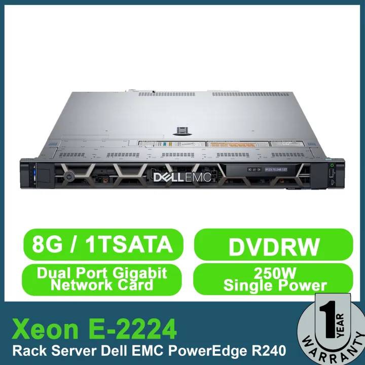 Rack Server Dell EMC PowerEdge R240 Intel Xeon E-2224(4 cores and 4 threads 3.4G)8G│1T SATA ...